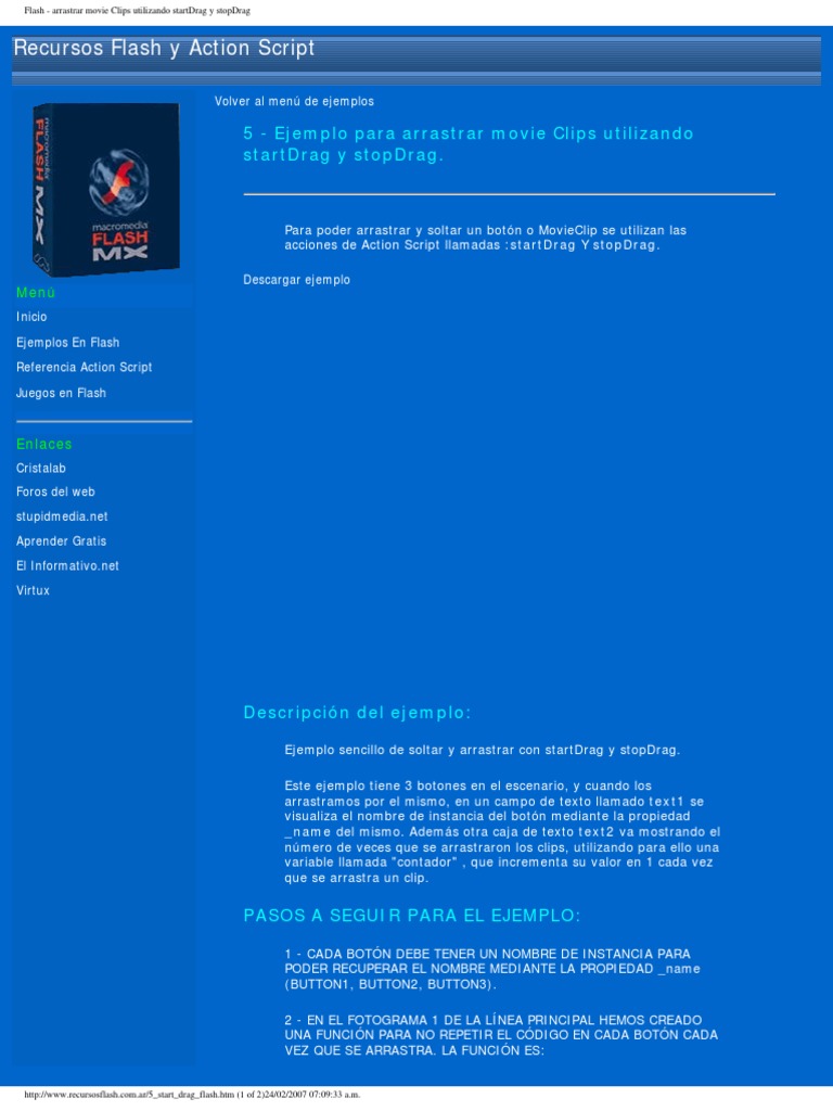 Flash - Arrastrar Movie Clips Utilizando Startdrag y Stopdrag | PDF | Informática | Desarrollo ...