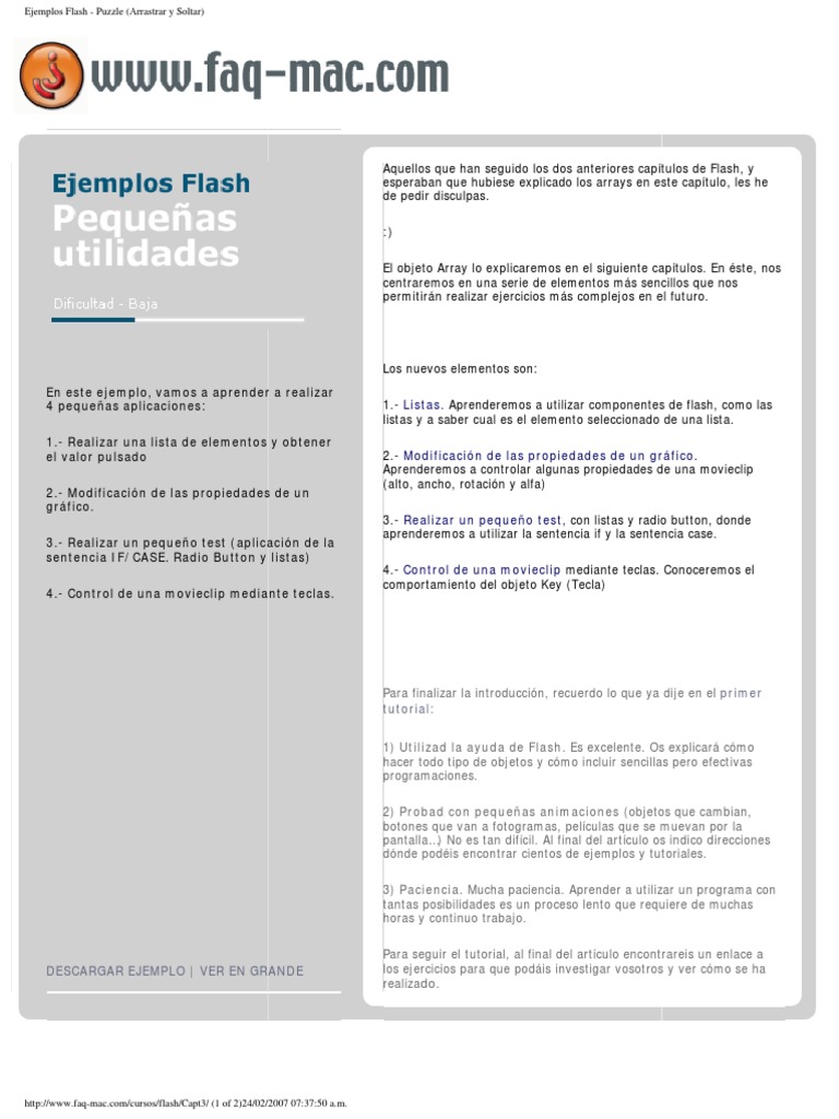 Ejemplos Flash - Puzzle (Arrastrar y Soltar) | PDF | Adobe Flash | Ventana (informática)