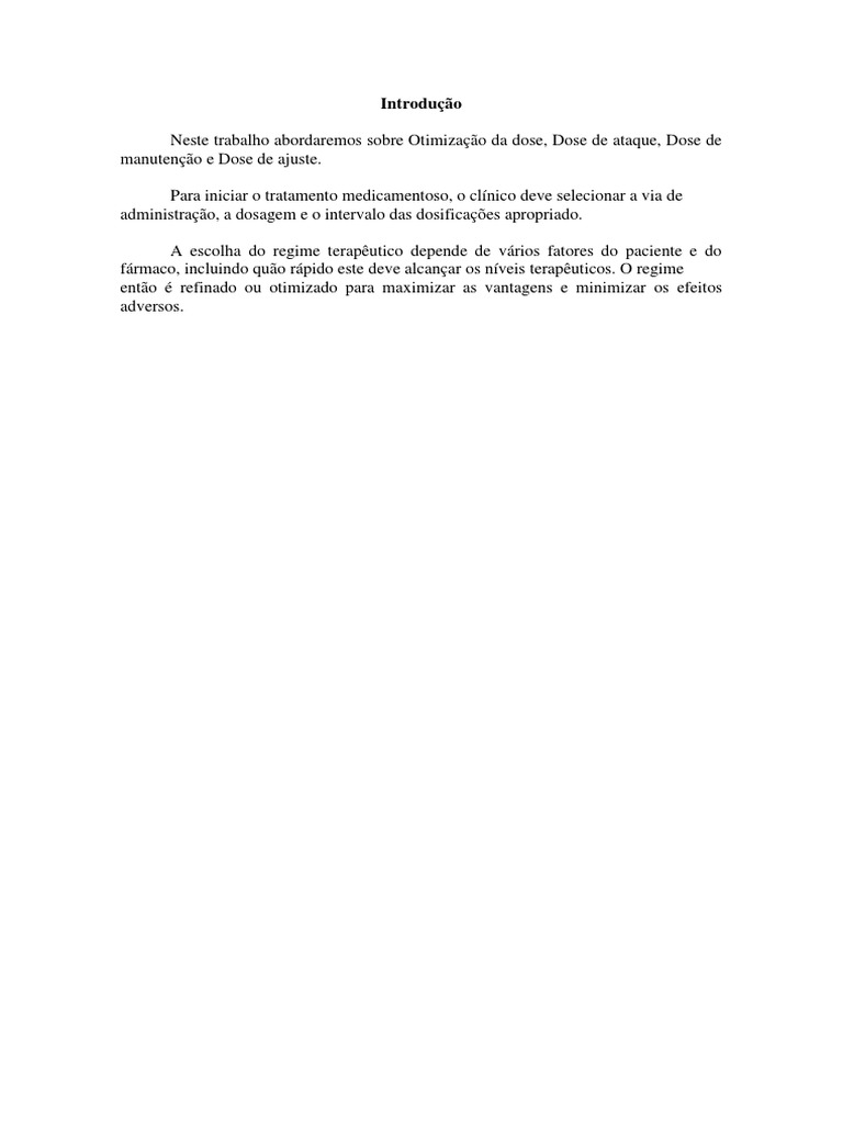 Dose de Ataque e Manutenção em Farmacologia | PDF | Biodisponibilidade ...