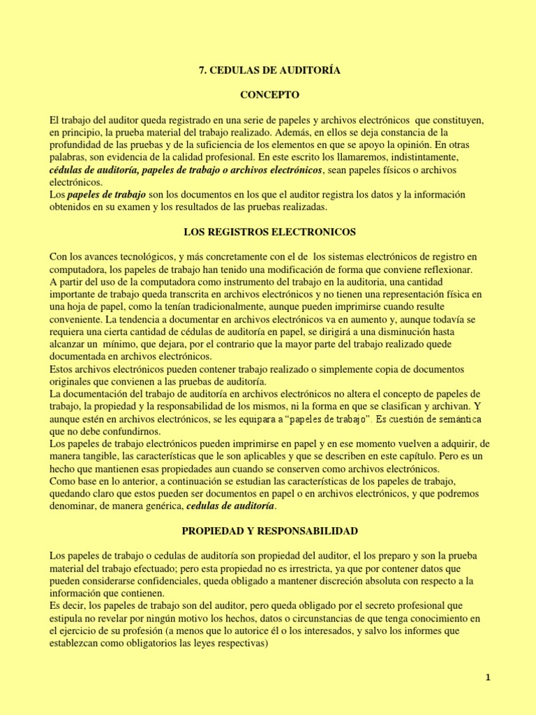 Cedulas de Auditoría | PDF | Auditoría