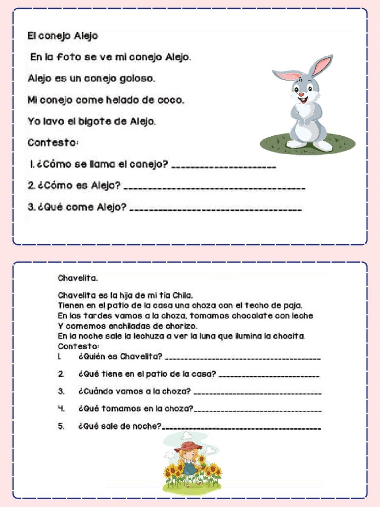 07 Comprension Lectora El Conejo Alejo Chavelita | PDF