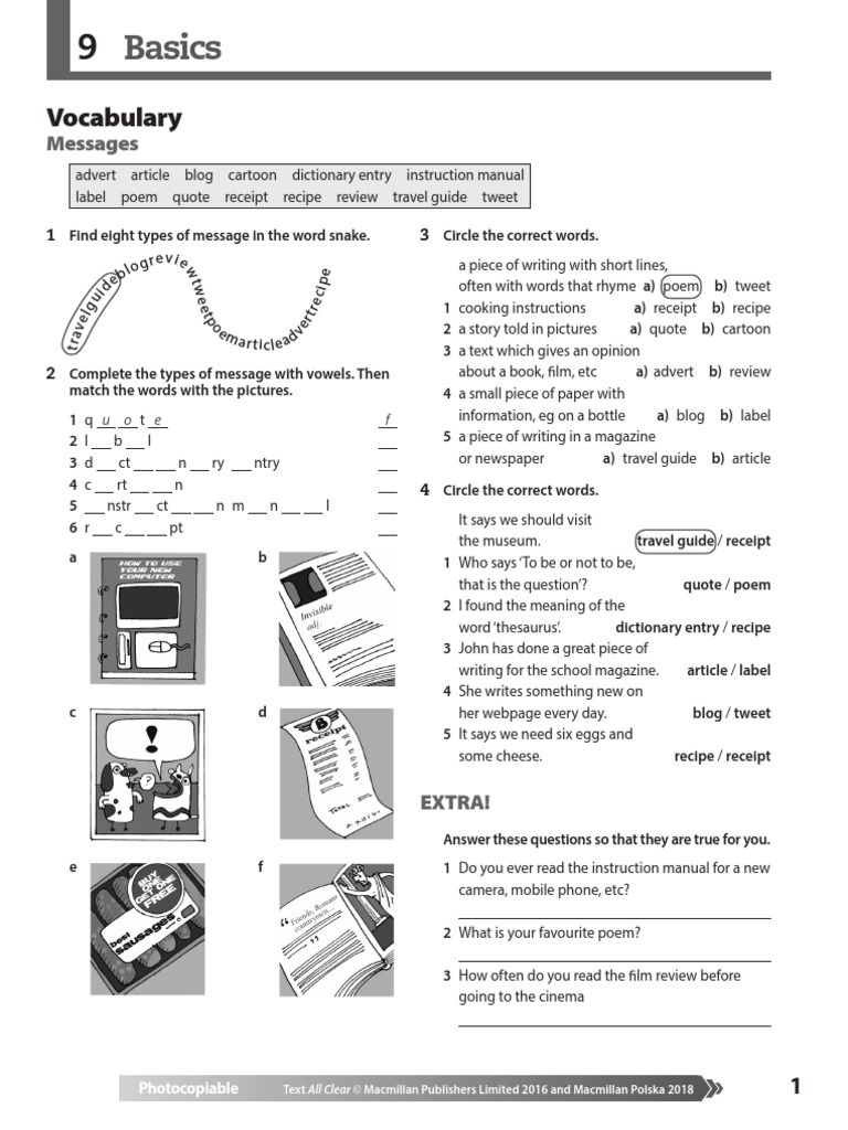 All Clear kl8 TRF Basics U9 | PDF | Linguistics