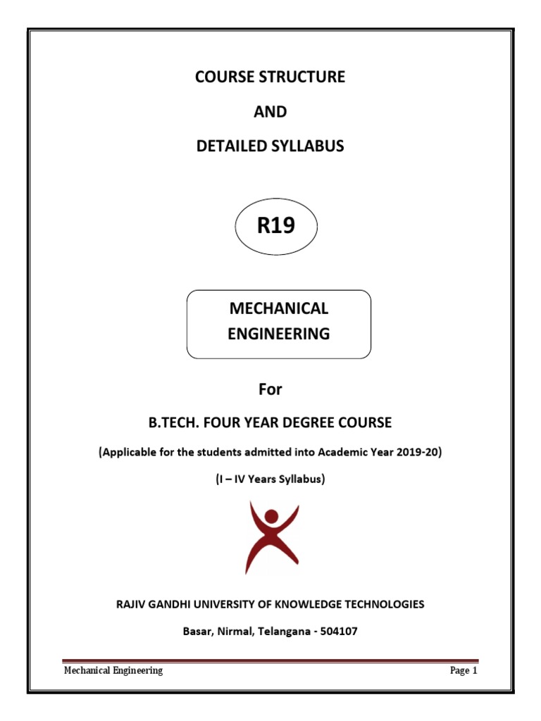 B.Tech Mechanical Engineering Course Structure and Detailed Syllabus ...