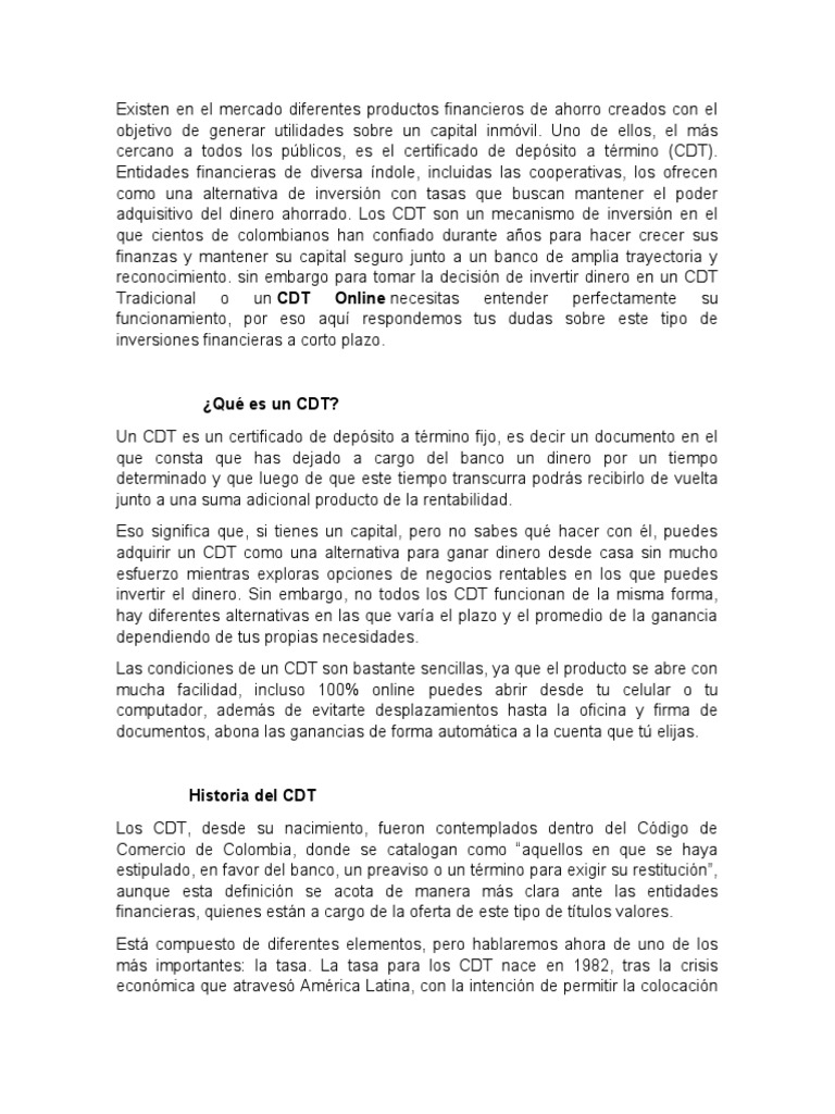 CDT Expo Informe | PDF | Bancos | Interés