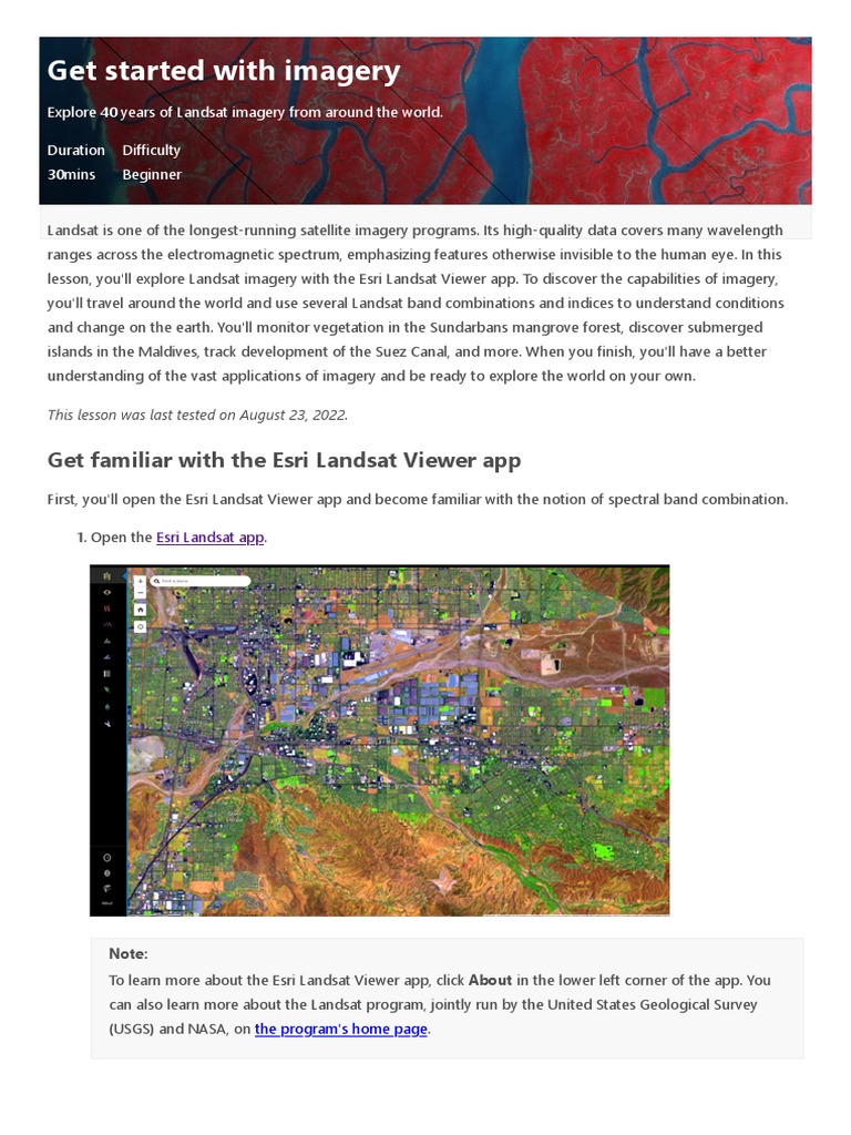 Get Started With Imagery - Learn ArcGIS | PDF | Infrared | Esri