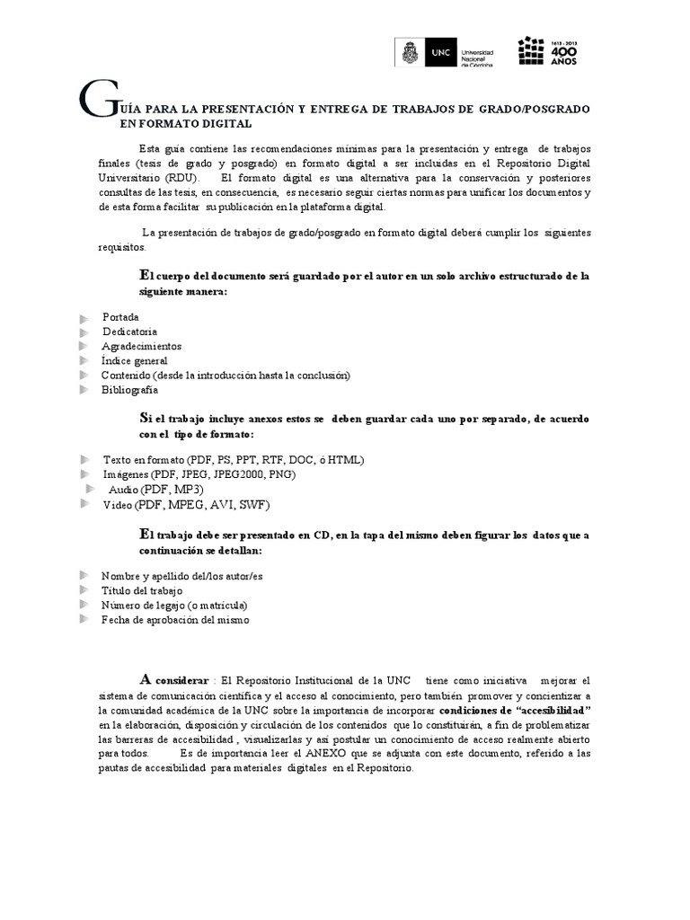 Guia Presentacion TFL | PDF | Microsoft Word | Informática