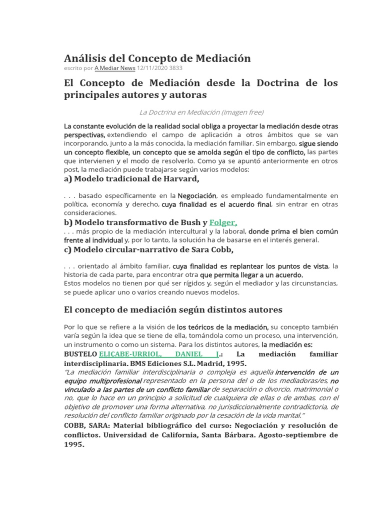 Análisis Del Concepto de Mediación | PDF | Mediación | Principios éticos