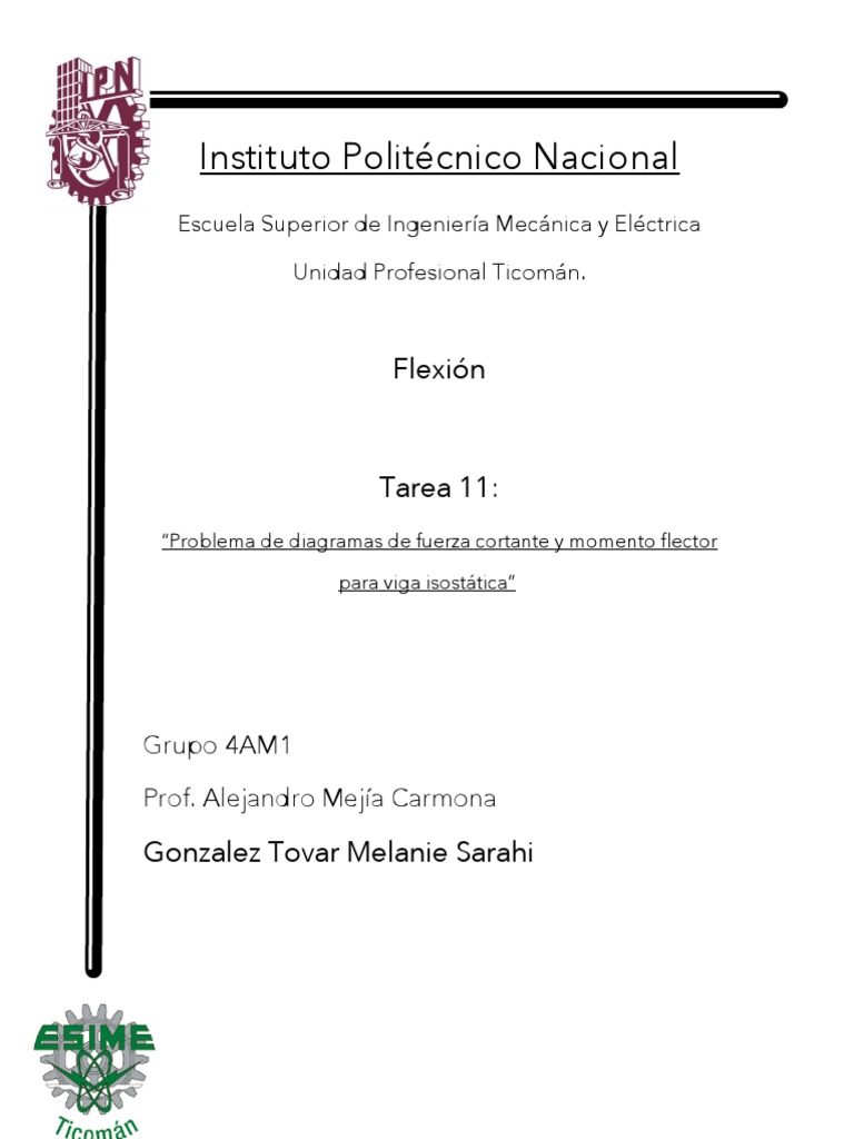 Tarea 11 Flexión | PDF | Viga (Estructura) | Resistencia de materiales
