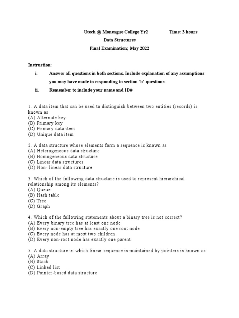 DS Utech Final May2022 | PDF | Algorithms And Data Structures | Computer Data