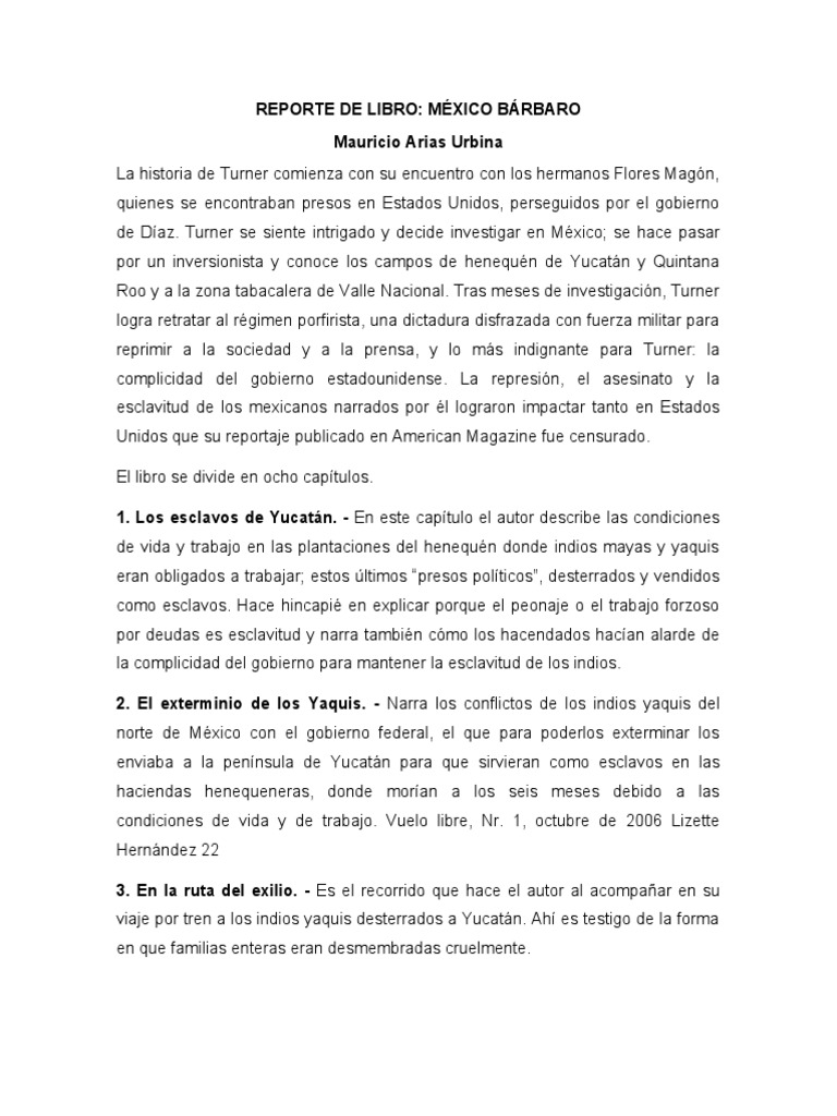 Reporte de Libro | PDF | México | Esclavitud