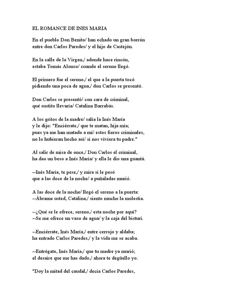 El Romance de Ines Maria | PDF