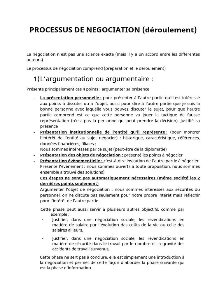 Processus de Negociation | PDF | Négociation