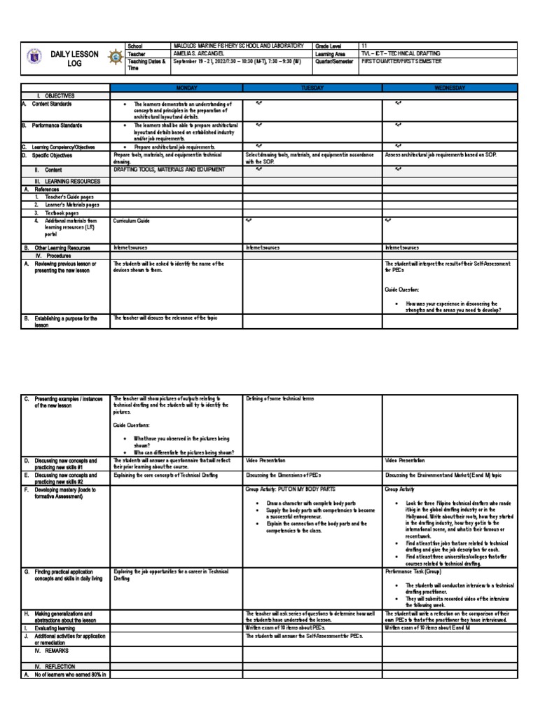 DLL-TD-Week 3-TOOLS | PDF | Teachers | Learning
