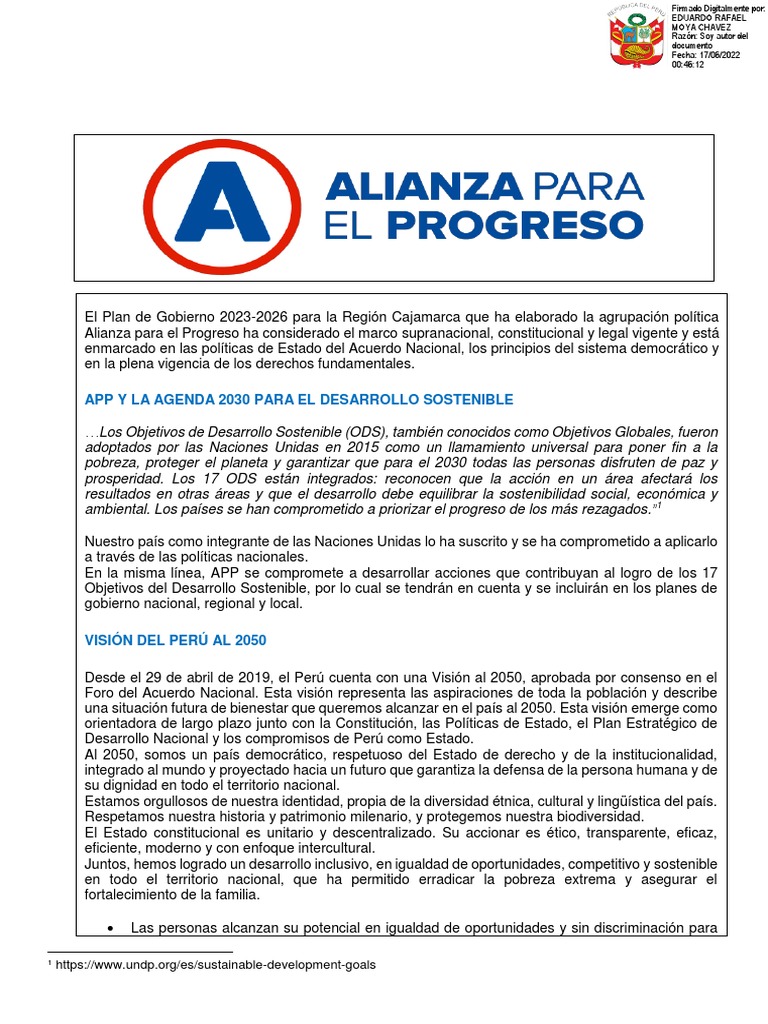 Alianza para El Progreso | PDF | Sustentabilidad | Corrupción política