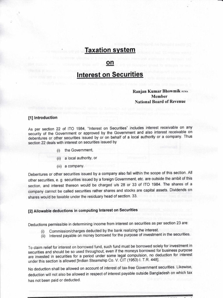 Interest On Securities | PDF | Securities (Finance) | Tax Exemption