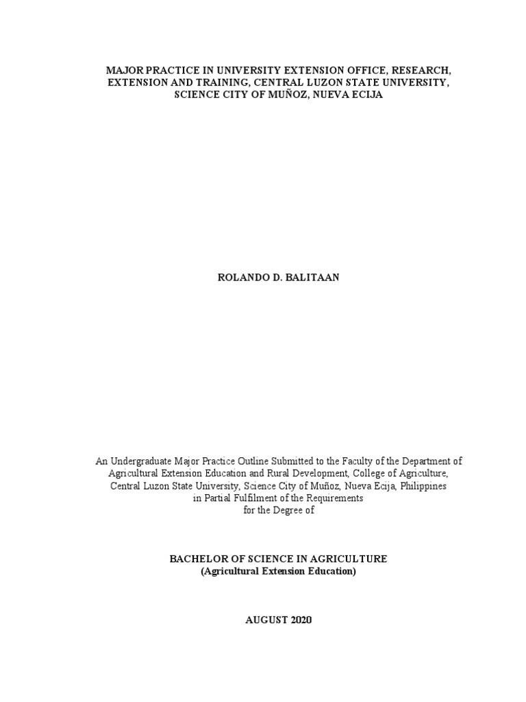 BSA AgExEd BALITAAN ROLANDO OUTLINE | PDF | Agriculture | Science