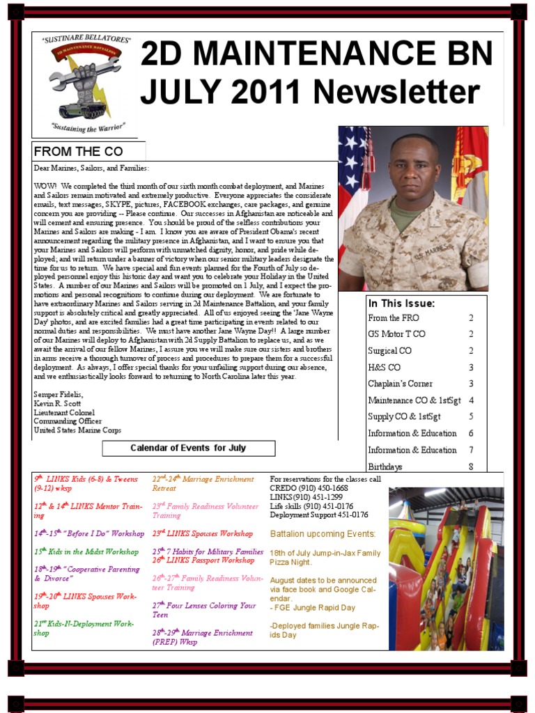 July 2011 Newsletter | PDF | United States Marine Corps | Corporal