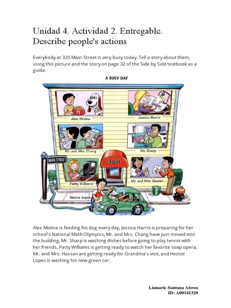 Unidad 4. Actividad 2. Entregable. Describe People's Actions | PDF