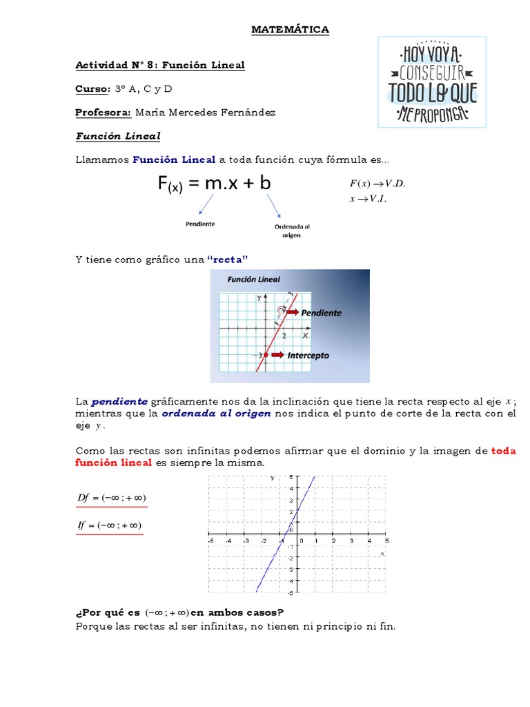 Actividad #8 Función Lineal 3º A, C y D 2022 | PDF | Sistema de ...
