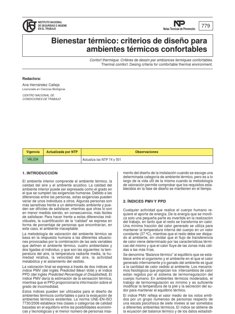 Ficha Técnica PMV | PDF | Termorregulación | Calor
