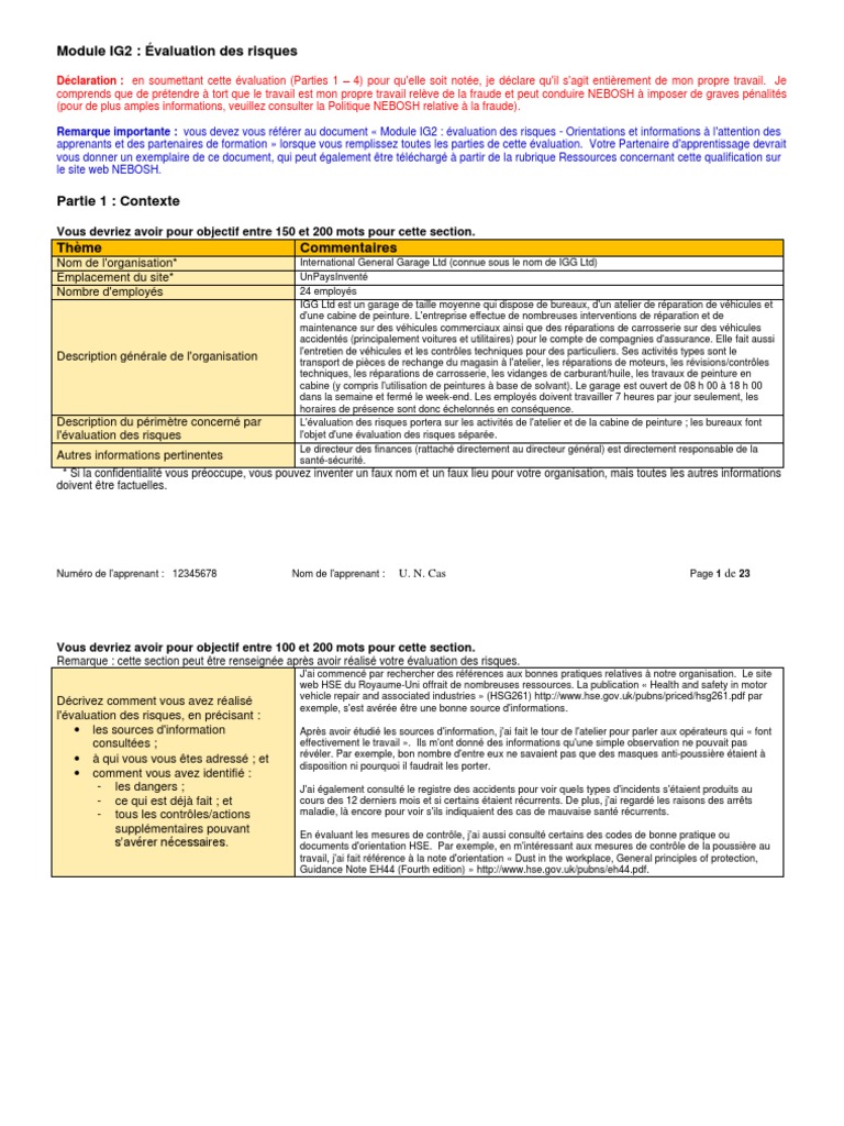 Unit Ig2 Example v5 French | PDF | Bruit | Poussière