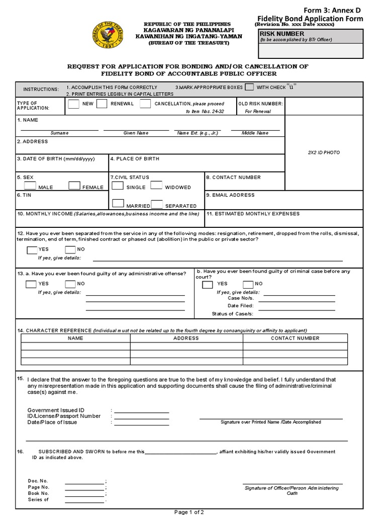 Fidelity Bond Application Form FBAF (1) .XLSX FORM57 (New & Renewal ...