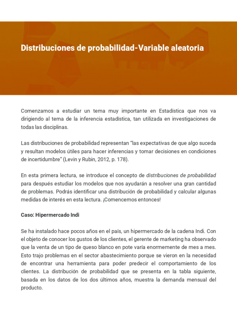 01 Distribuciones de Probabilidad Variable Aleatoria | PDF | Variable aleatoria | Distribución ...