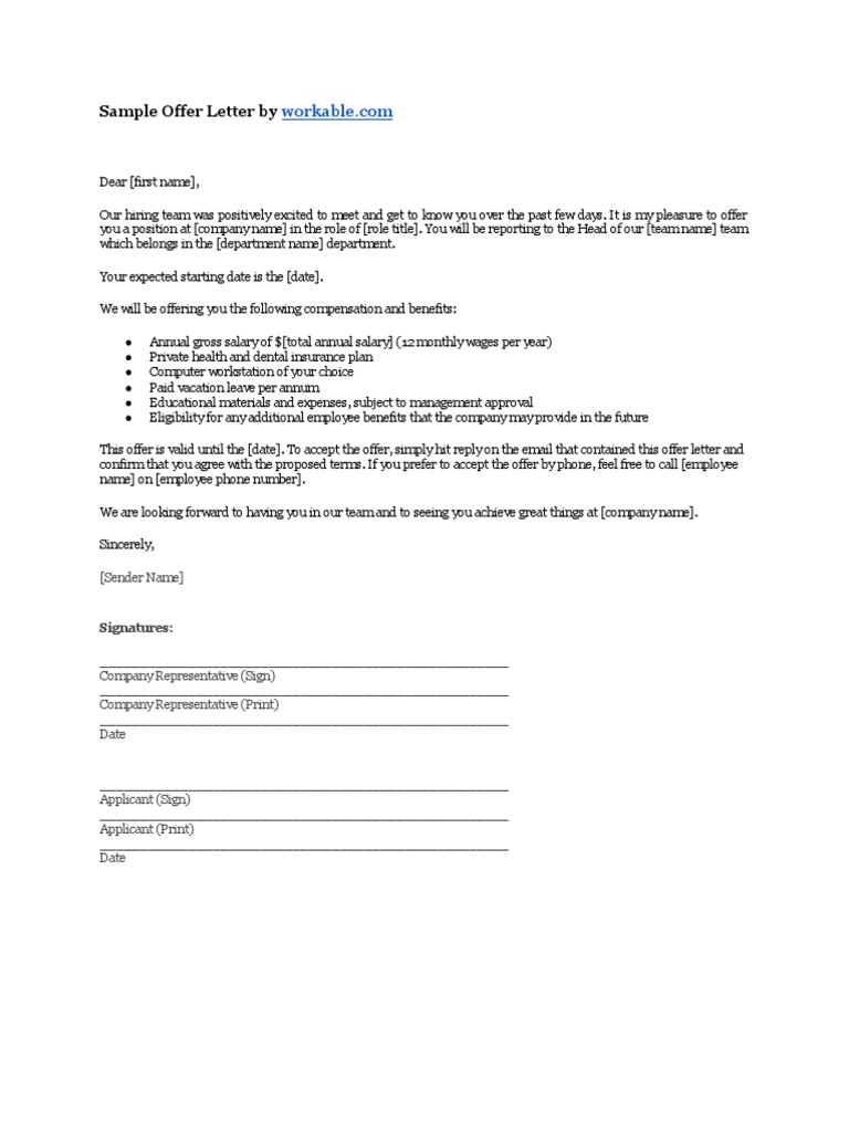 Offer Letter Sample | PDF