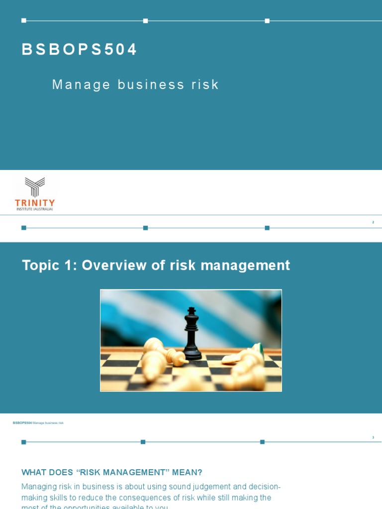 BSBOPS504 Slideshow | PDF | Risk | Risk Management