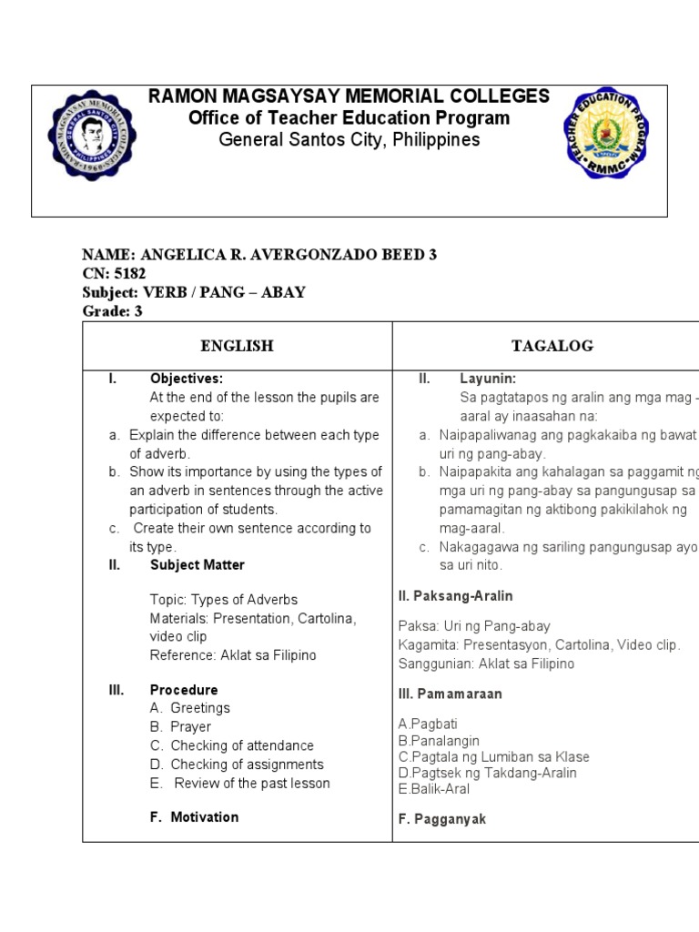 Lesson Plan - MTB - Activity | PDF