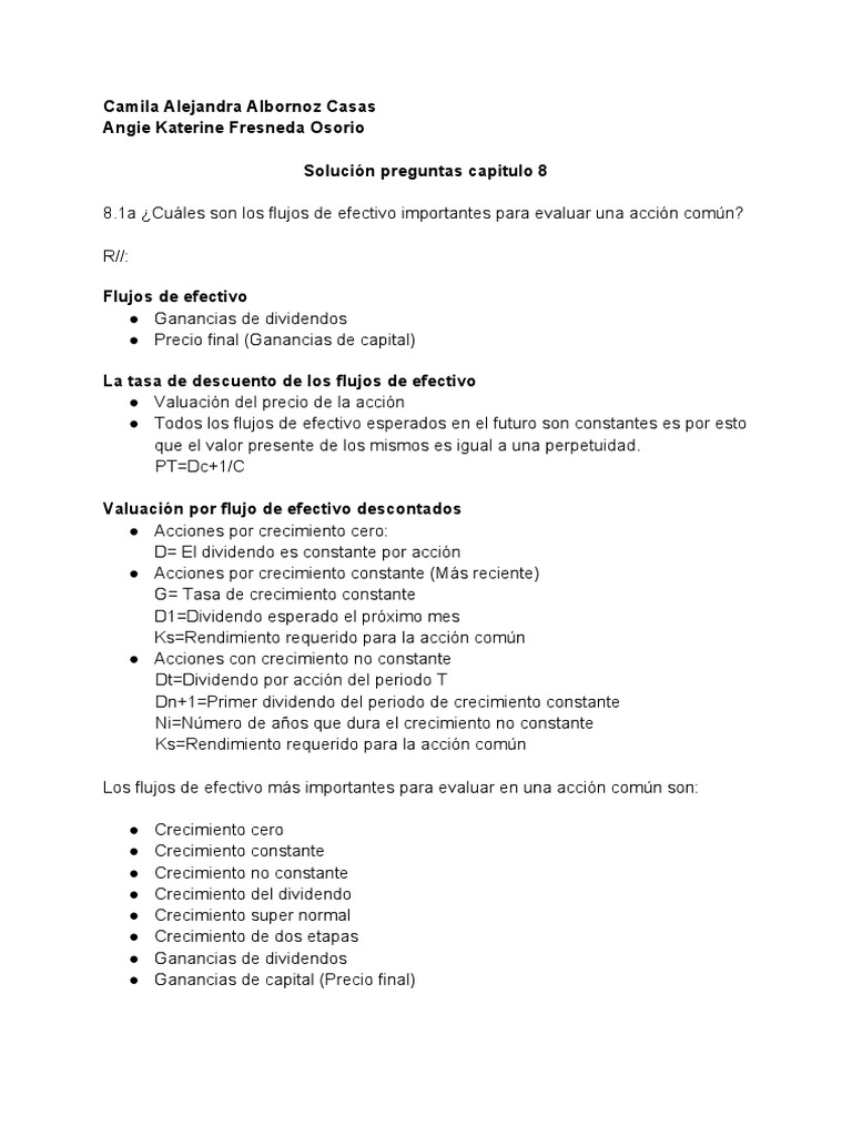 Capítulo 8 Del Libro de Ross | PDF | Compartir (Finanzas) | Bolsa