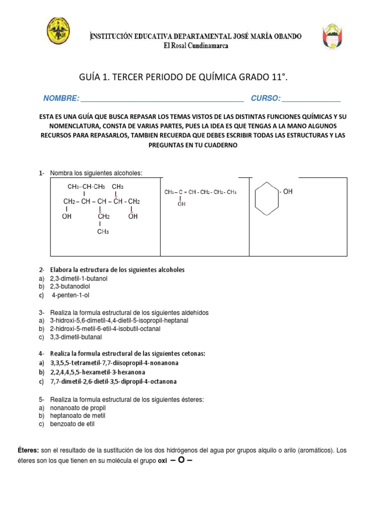 Actividad 1 3P 11º Nomenclatura y Formulación | PDF | Amida | Compuestos orgánicos