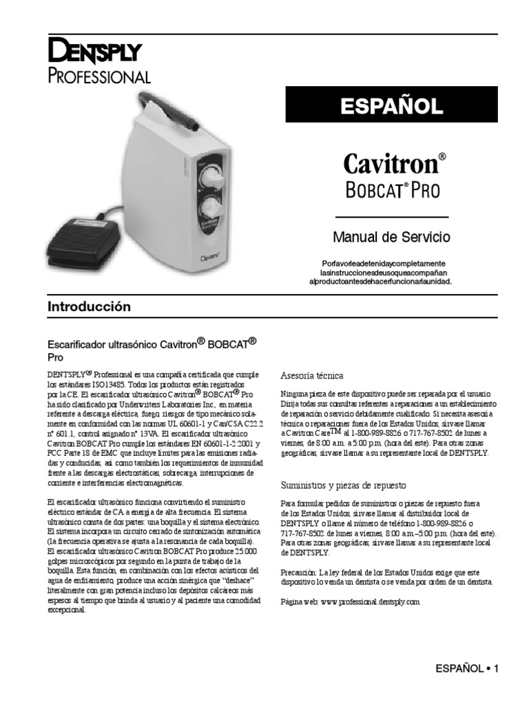 Densply Bobcat Pro | PDF | Ultrasonido | Agua