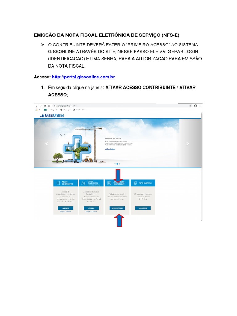 Guia de Emissão de NFS-e no GissOnline | PDF | Senha | Recibo