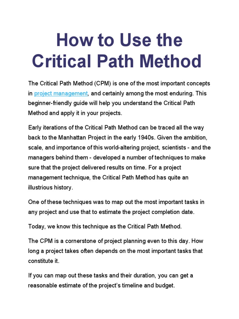CPM Project Management | PDF | Project Management