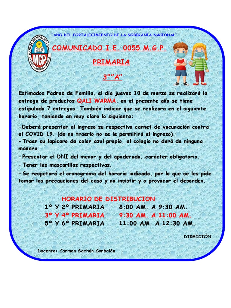 Comunicado 2022 | PDF | Salón de clases