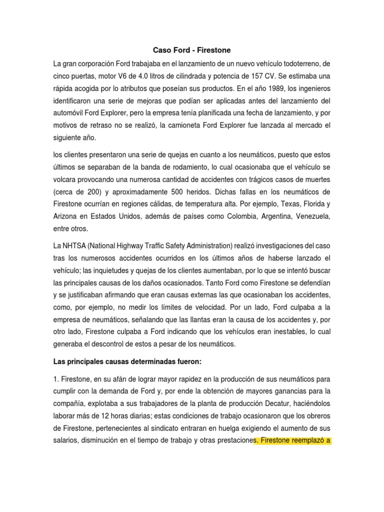 Caso Ford Firestone | PDF | Neumático | Tecnologías automotrices