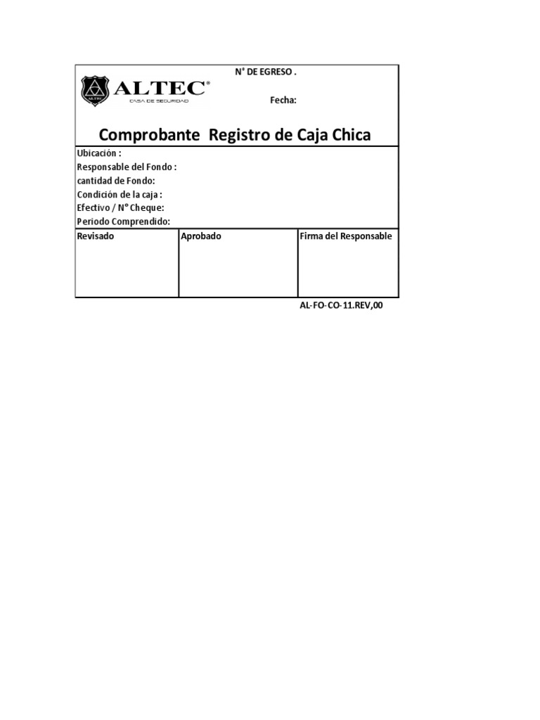 Comprobante De Caja Chica Pdf