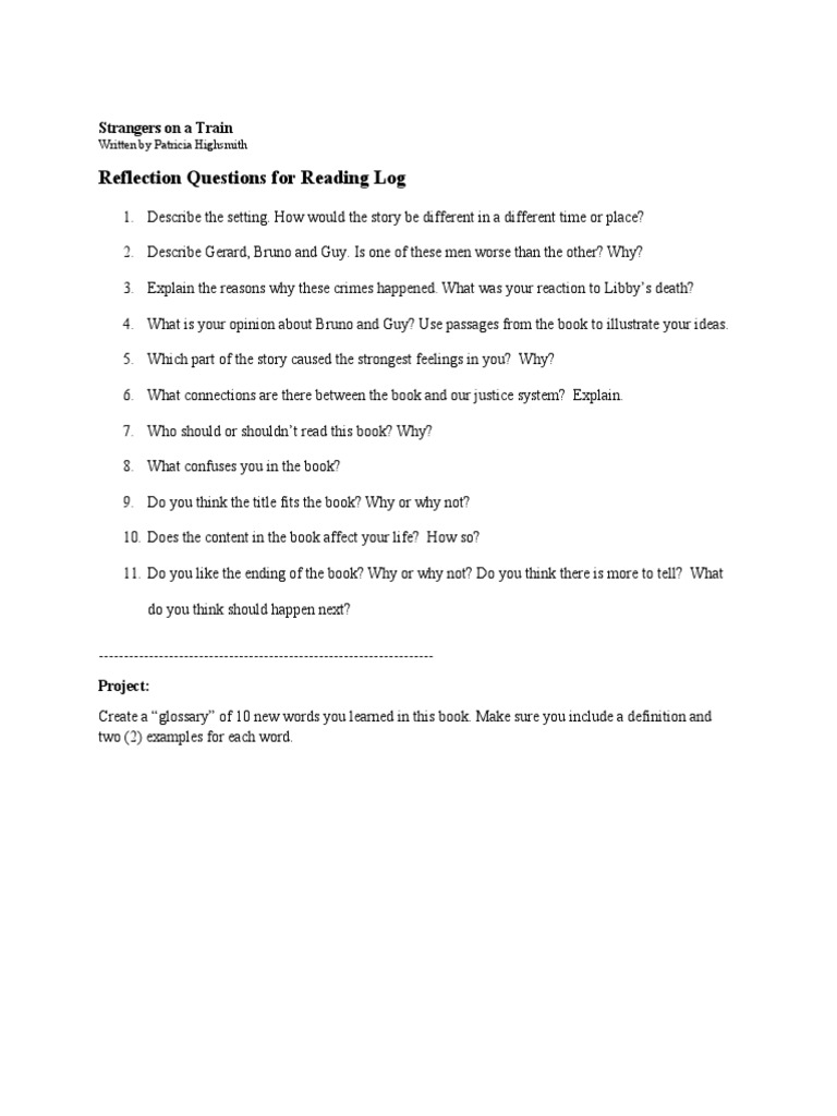 Strangers on a Train: Reflection Guide | PDF