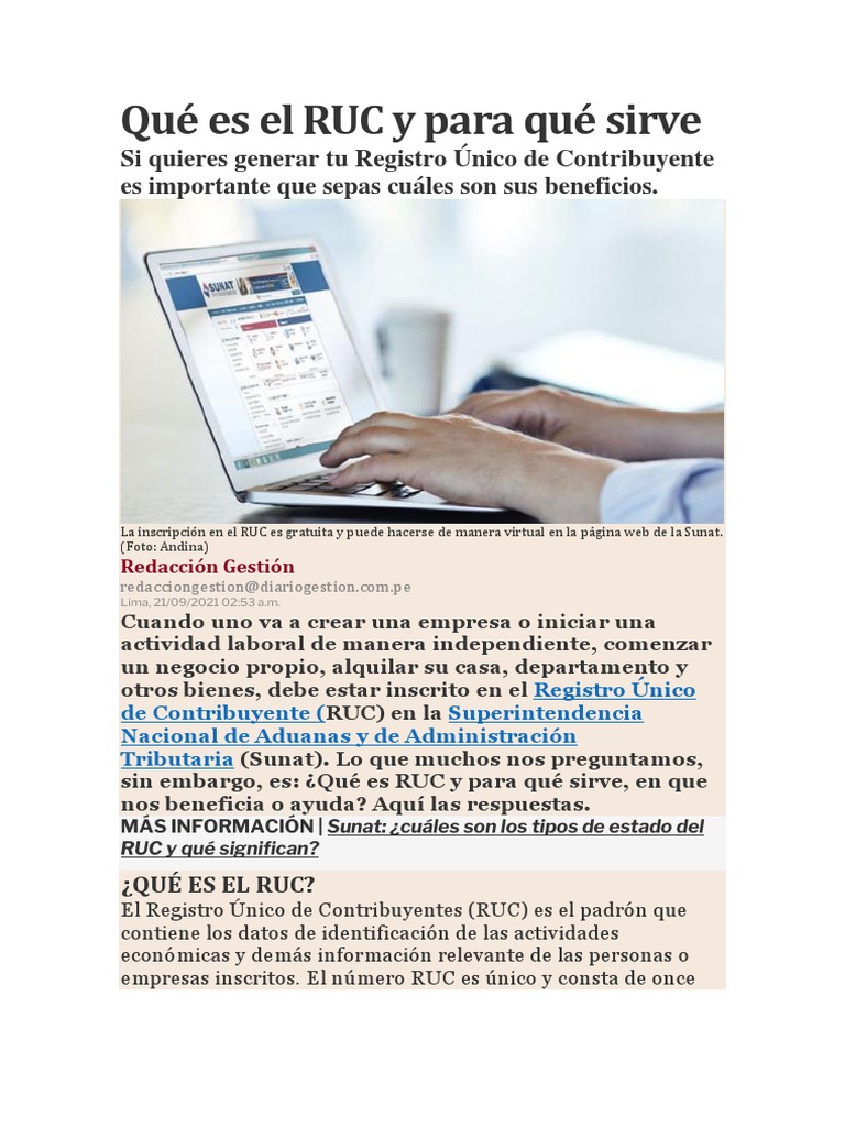 Qué Es El RUC y para Qué Sirve | PDF | Business | Economias