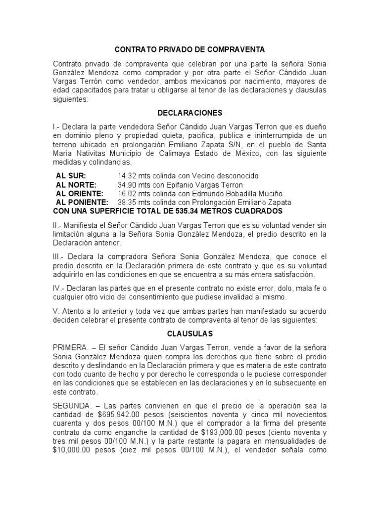 Contrato-Privado-de-Compraventa 1 | PDF | Derecho civil (sistema legal) | Ley común