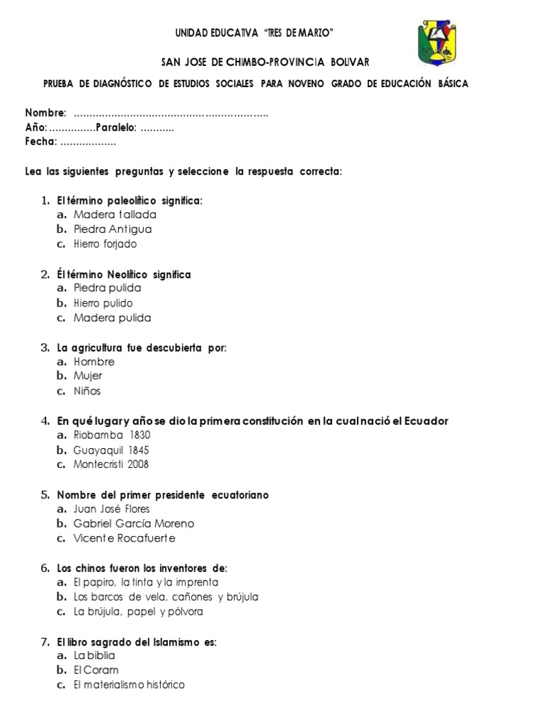9no Año Evaluación Diagnóstico EESS | PDF
