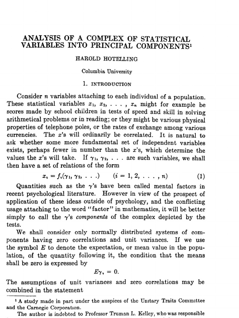 Analysis of A Complex of Statistical Variables Into Principal Components | PDF | Variance ...