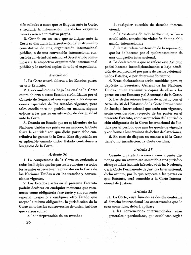 Artículo 38 del Estatuto de la CIJ | PDF | Tratado | Gobierno