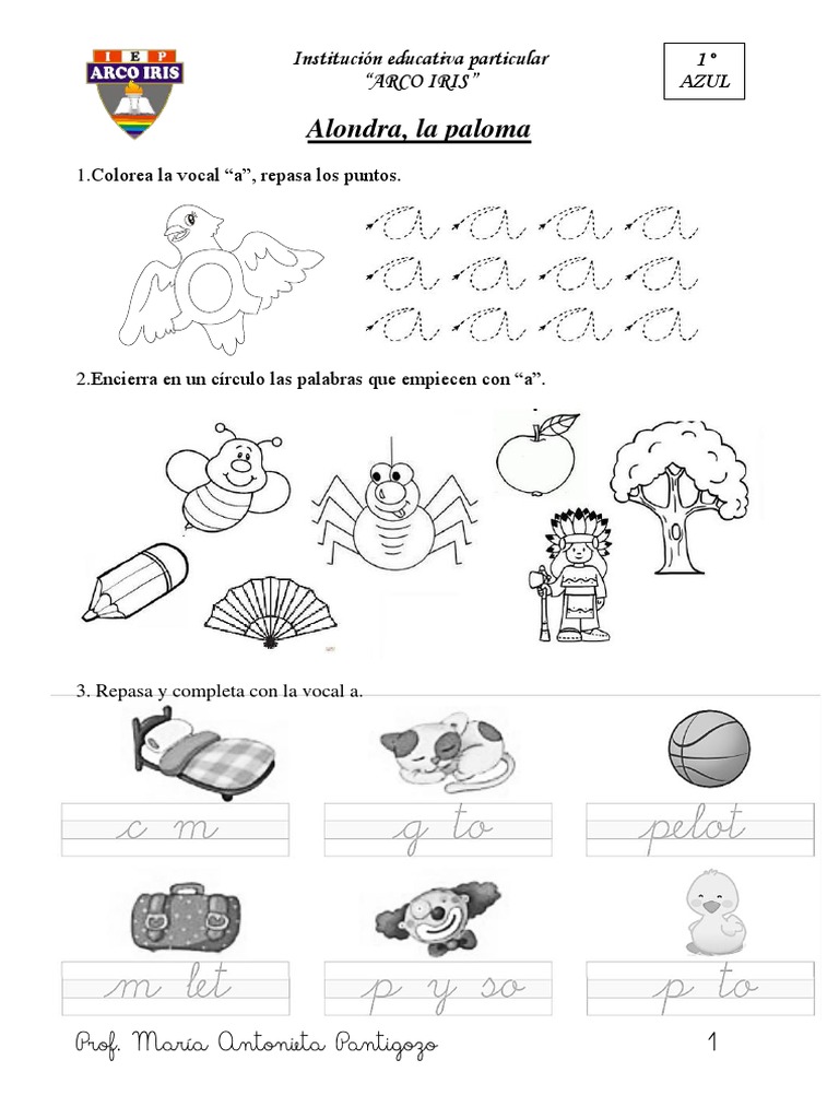 Ficha de La Vocal A | PDF