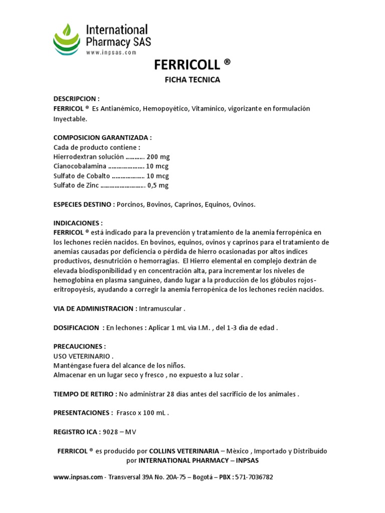 Ferricol FT | PDF | Salud y bienestar | Ciencia y matemáticas