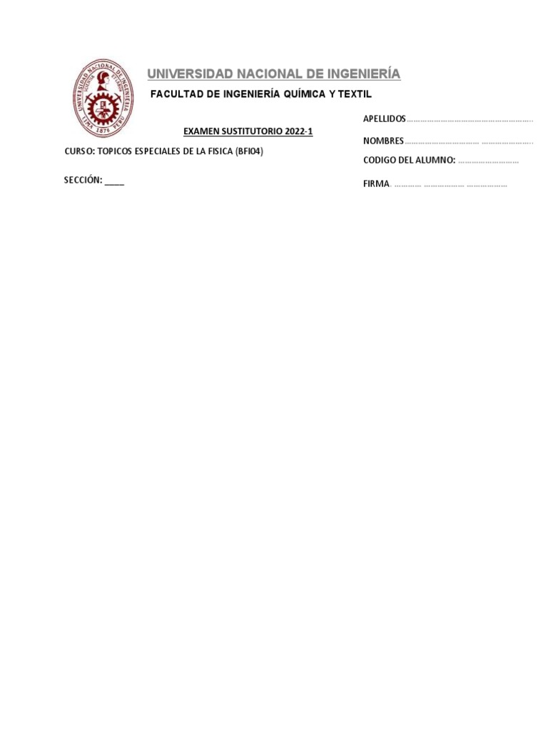 Formato Examen Uni S | PDF