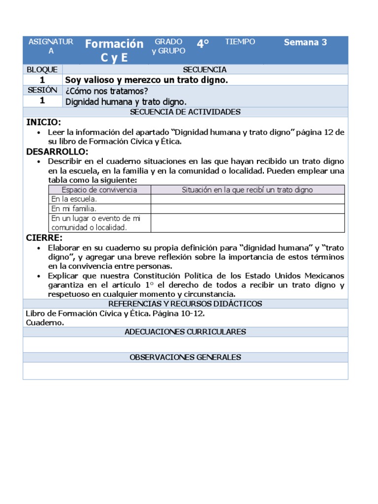 4to Grado Formación C y E | PDF