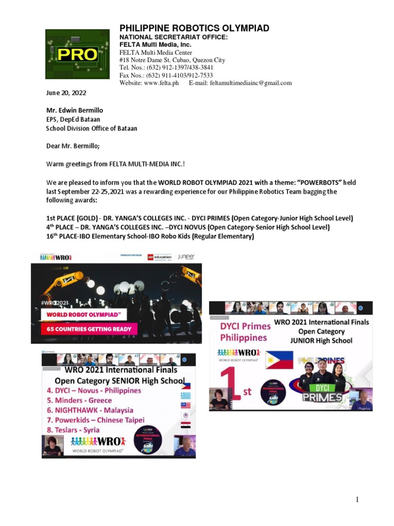 21TH PRO Invitation For Schools - DepEd Bataan | Download Free PDF ...