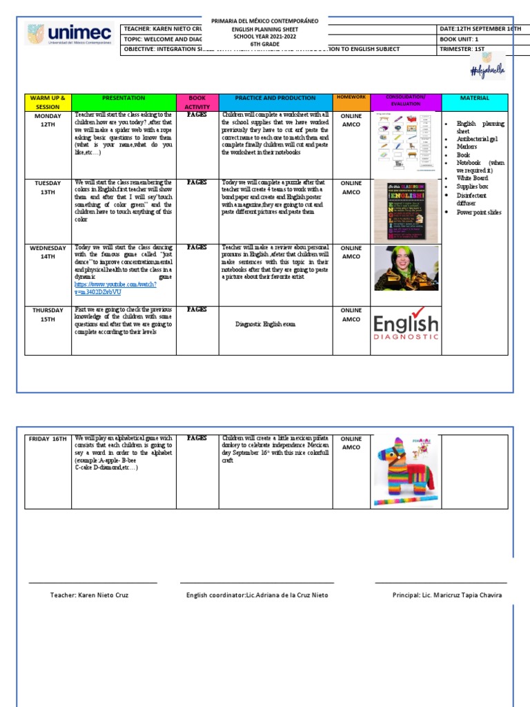 Planeacion De Ingles 6to Grado Pdf Cognition Cognitive Science